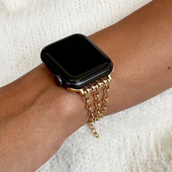 Simeon D | Accessories | 4k Gold Filled Triple Rolo Chain Apple Watch ...